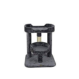 Go Pet Club 23" Cat Tree Scratcher Kitty Condo Kitten Furniture with Two Elevated Perch Beds and Large Base for Indoor Cats, Gray