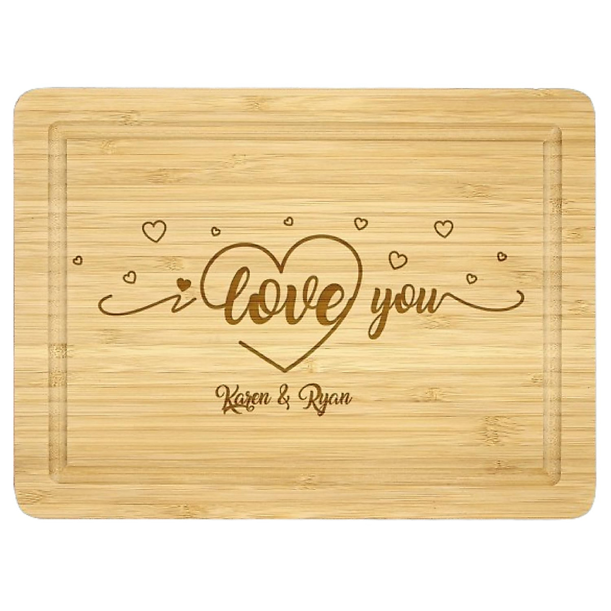 Personalized I Love You Cutting Board, Handmade cutting boards for Wedding, Personalized Bamboo Cutting Board with Name, Engraved Cutting Board, Engagement Gift for Couple, Birthday Cutting Board