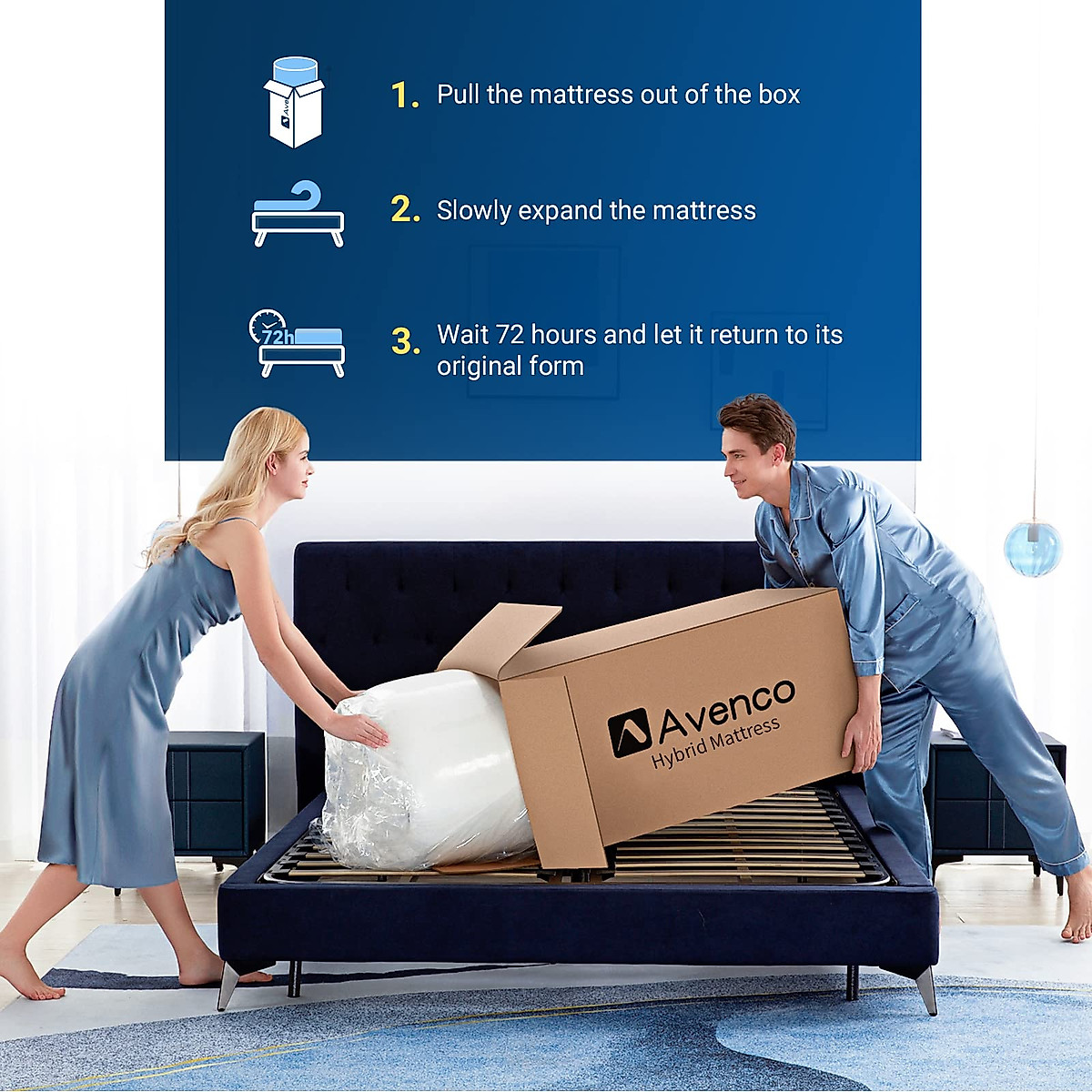 Avenco Twin Mattress, 12" Hybrid Mattress Twin with Latex Memory Foam, Motion Isolation Individually Pocket Spring Mattress, Medium Firm, Relieves Pain & Pressure Points & Cooling Twin Bed (NDSM30)