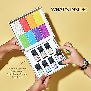 7 Chakra Essential Oil Diffuser Blend Gift Set by Aromafume | 7x 10ml/0.33 fl oz |Aromatherapy Oils for Meditation, Chakra Balance| Yoga & Reiki Gifts| Essential Oil Set for Plexus, Root Chakra & more