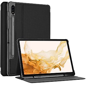 ProCase Case for Galaxy Tab S7 FE 5G 2021/S8 Plus 2022/S7 Plus 2020 12.4 inch with S Pen Holder, Smart Cover for 12.4" Samsung Galaxy Tablet (SM-X800 X806 T730 T736 T970 T975 T976 T978) -Black