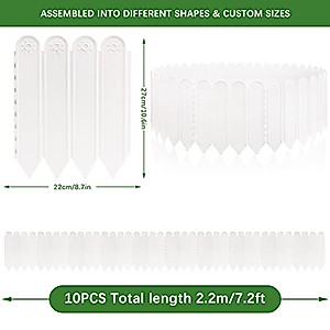 EEOCWF 10PCS White Garden Edging Borders, 8.66"X10.6" Plastic Garden Landscape Edging, 7.2ft Interlocking Decorative Garden Fences Edging, Lawn Edge Flower Bed Border for DIY Patio Walkways Yard