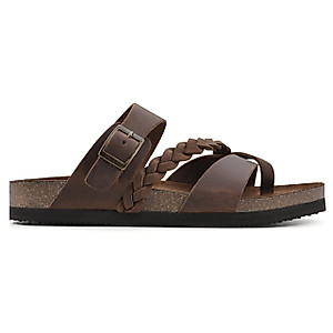 WHITE MOUNTAIN Shoes Hazy Footbed Sandal, Brown/Leather, 8 M