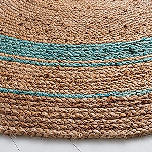 SAFAVIEH Natural Fiber Round Collection 4' Round Silver NF120G Handmade Boho Country Farmhouse Jute Area Rug
