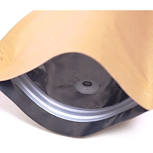 12 Ounce 50 Pieces Coffee Pouches with Ziplock - High Barrier Natural Kraft Paper Stand up Coffee Bags with One Way Degassing Valve & Zipper (50, 12oz/0.75lb/340gram)