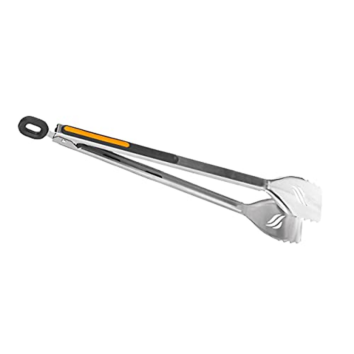 Blackstone 5282 Frying Tongs and Skimmer Spatula Set for Barbeque and Grilling 1 Long Handled Tong with Square Hang Loop, 1 Large Slotted Air Fryer Basket Scoop, Stainless Steel, Silicone Grip