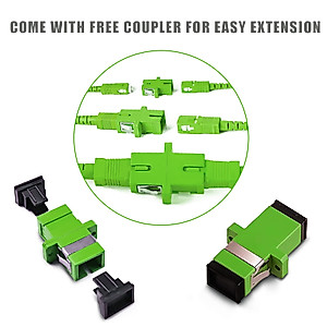 Bangun SC/APC to SC/APC Fiber Optic Internet Cable, Armored Single Mode Patch Cable, Fiber Optic Jumper Optical Patch Cord - SIMPLEX - 9/125um - OS1/OS2 Compatible, LSZH White, 1m
