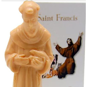 Westmon Works St Francis Pet Prayer Set Holy Card Patron Saint Novena Prayer with Plastic Saint Statue for Dog and Cat Owners