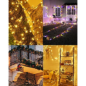 Ollny Solar String Lights Outdoor Waterproof Warm White & Multicolor 2 Pack Each 98Ft 300LED, 11 Modes Super Bright Fairy Lights, Outdoor Christmas Tree Lights for Outside Garden Patio Wedding Party
