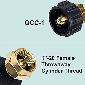 AMSOTTA 20lb to 1lb/16oz Propane Tank Refill Adapter, LP Gas 1 LB Cylinder Tank Coupler, Universal for QCC1/Type1 Propane Tank and 1 Pound Tank Throwaway Disposable Bottle, Easy to Use(Solid Brass)