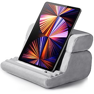 UGREEN Tablet Pillow Stand for Lap Soft Holder Bed with 3 Viewing Angles Adjustable Home Office Accessories Compatible for iPad Pro 13 12 11 10.5 Air Mini 5 4 3 2 Phone 16 15 14 E-Reader Grey