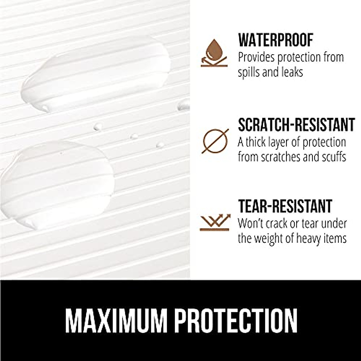 Gorilla Grip Ribbed Drawer and Shelf Liner for Cabinet, Non Adhesive Waterproof Protection for Kitchen, Strong Grip, BPA Free Plastic Liners for Cabinets, Bathroom Cupboard Drawers, 17.5x20, Clear