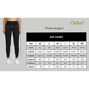 Oalka Women's Joggers High Waist Yoga Pockets Sweatpants Sport Workout Pants Black XL