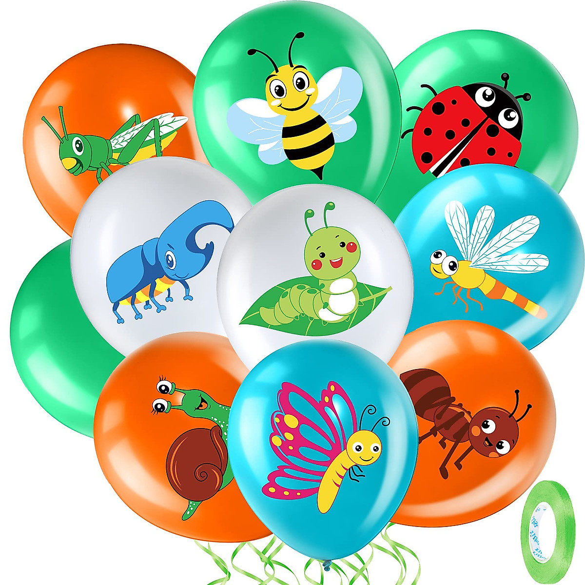 50 Pack Spring Summer Bug Birthday Party Decorations, 12 Inch Reptile Birthday Party Latex Balloons Butterfly Bug Birthday Party Decoration for Class Office Garden Insects Themed Party Baby Shower