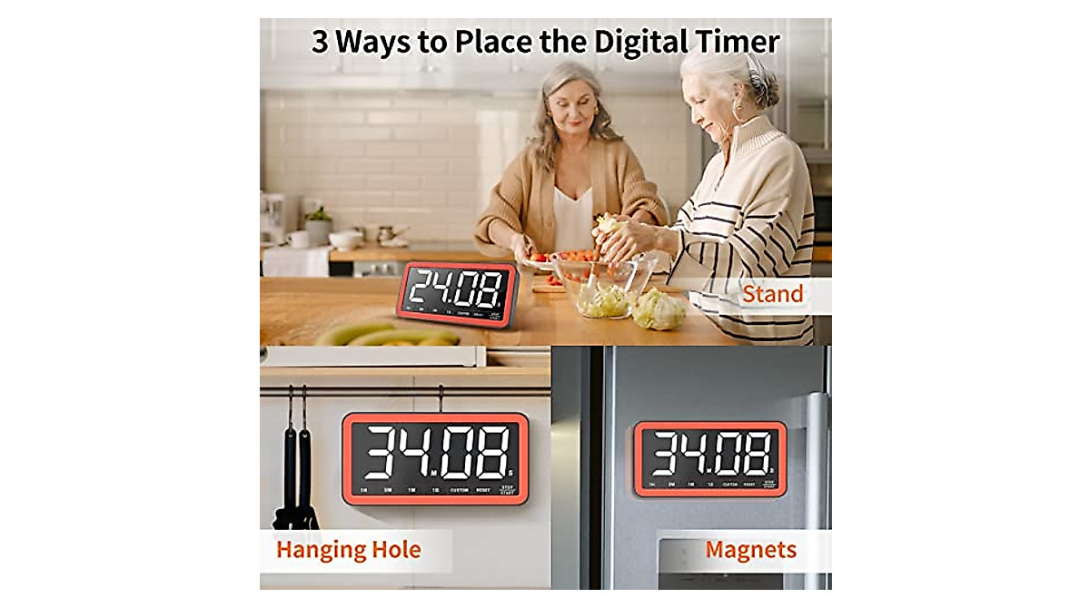 VOCOO Digital Kitchen Timer - Large Display & 4 Alarms