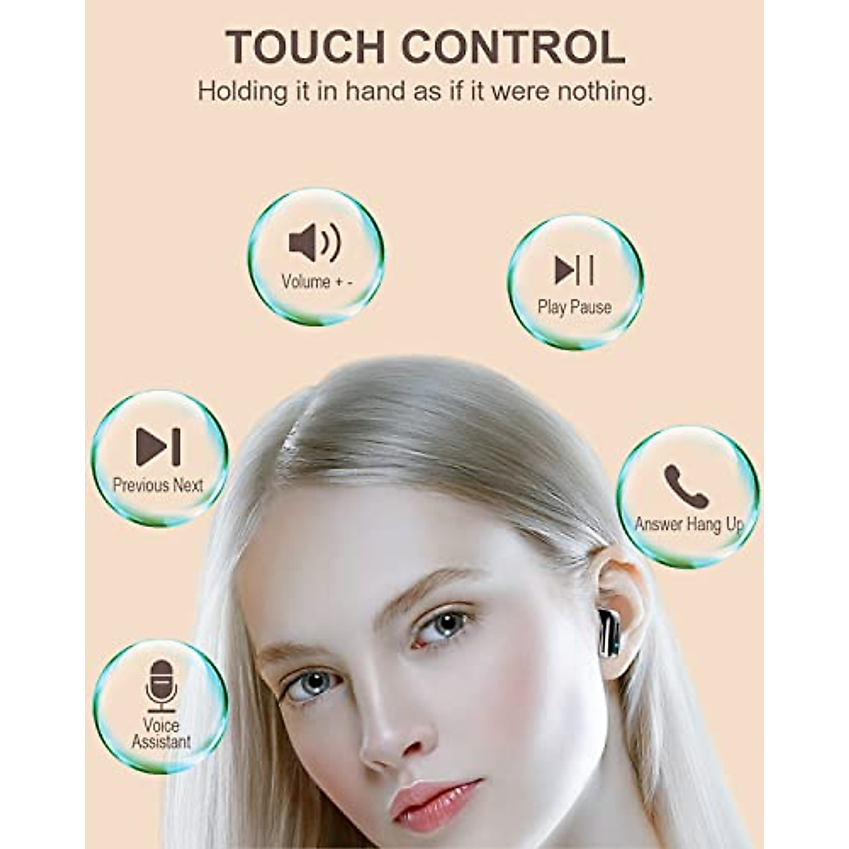 Wireless Earbud, Bluetooth 5.3 Headphones with ENC HD Mic, Bluetooth Earphones with Deep Bass, Bluetooth Earbud in Ear Noise Cancelling, 40H Wireless Headphones IP7 Waterproof Ear Buds[2022 Upgrade]