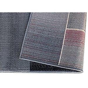 Masada Rugs, Modern Contemporary Area Rug, Red Grey Black (5 Feet X 7 Feet)