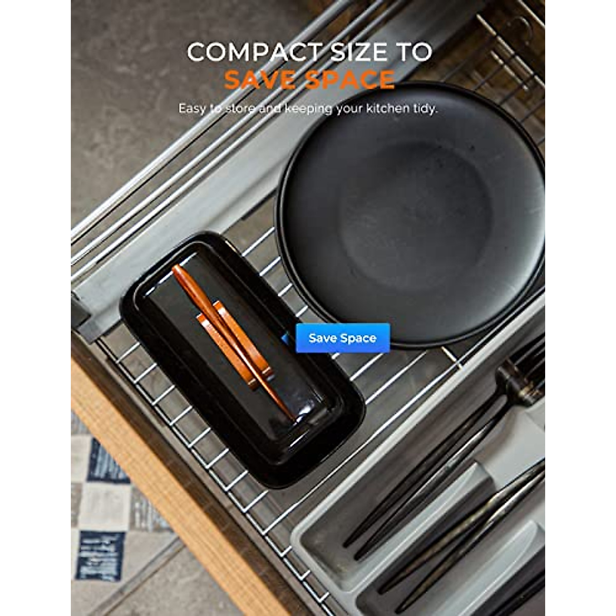 Butter Dish with Lid and Knife Ceramic Butter Holder for Counter Humanized Clamp-able Knife Handle Design, Perfect for East West Coast Butter, Black