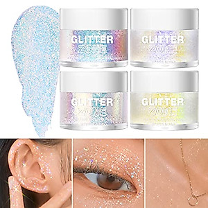LANGMANNI Holographic Body Glitter Gel for Body, Face, Hair and Lip.Color Changing Glitter Gel Under Light. Vegan & Cruelty Free-1.35 oz (2# Sparkling Pink)