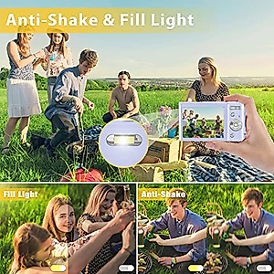 Digital Camera, Lecran Vlogging Camera with 16X Digital Zoom, 2.88" IPS Screen, Compact Portable Mini Cameras for Students, Teens, Kids (2.7K Purple)