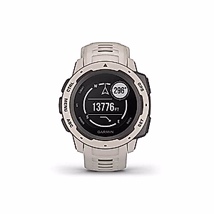 Garmin 010-02064-01 Instinct, Rugged Outdoor Watch with GPS, Features GLONASS and Galileo, Heart Rate Monitoring and 3-axis Compass, Tundra, 1.27 inches (Renewed)