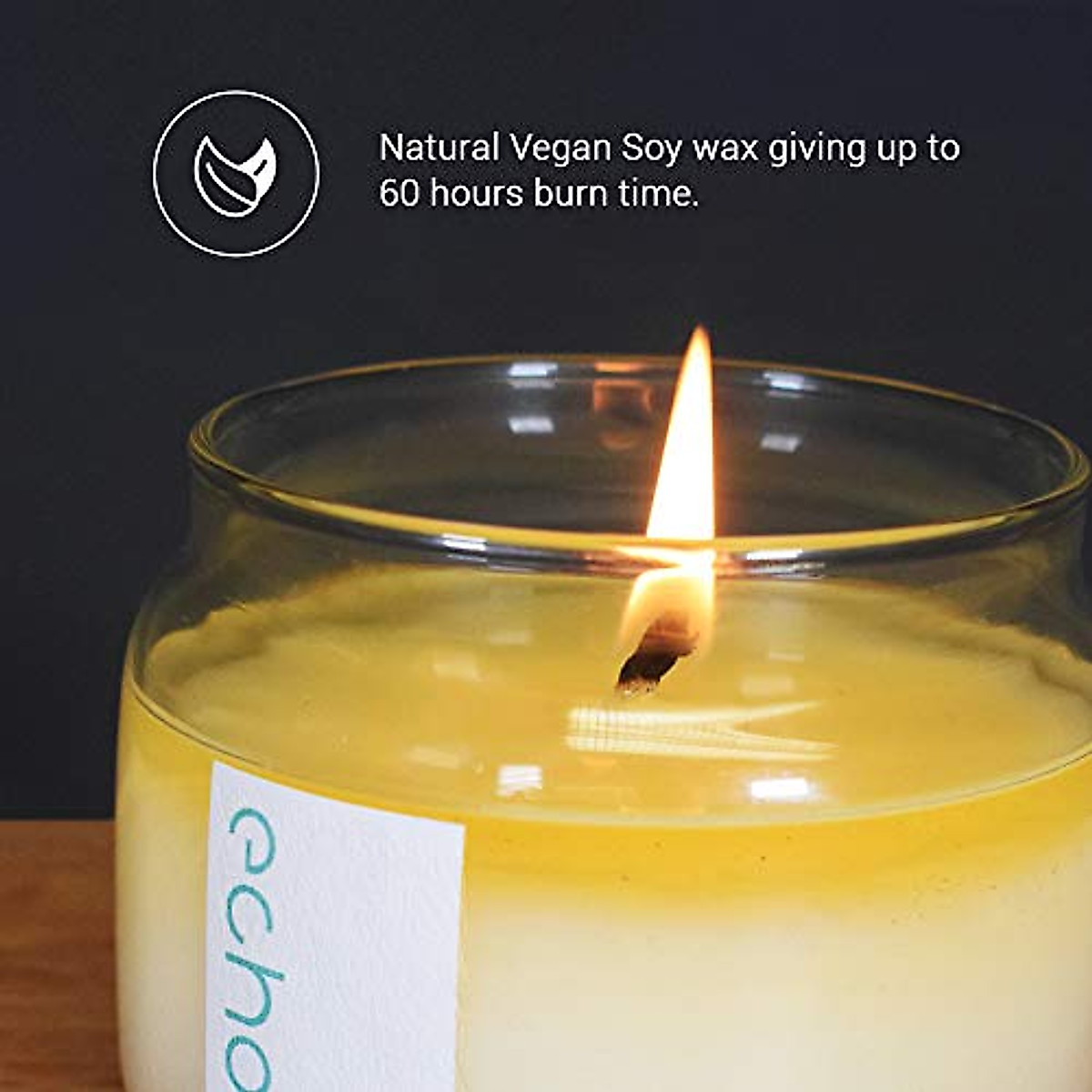 Echor Scented Soy Aromatherapy Candle, Made with Natural Vegan Wax, Lavender, Ylang Ylang Geranium and Orange Scented Calming Relaxing Candle, Sixty Hour Burn Time