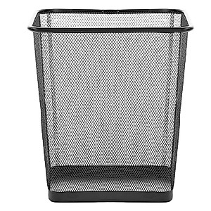 Zuvo Square Mesh Waste Wastebasket Pack of 2 | Lightweight Waste Metal Basket Garbage Can | Metal Trash Bin Ideal for Kitchen Home Office Dorm Living Desk Bedroom, (16 Quart)(Black)(10.1" X 10")