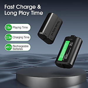 MAMPO 4x1800mAh Rechargeable Battery Pack for Xbox Controller, Xbox Battery Pack Charger Station, Compatible with Xbox Series X/S, Xbox One Elite, Xbox One X/S, Xbox One