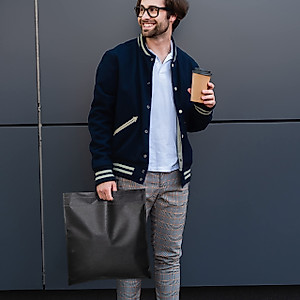 Thank You Bags with Handles - 15x16 Inch 25 Pack Reusable Black Fabric Totes with Handles for Small Business, Retail, Boutique Use, Shopping & Merchandise, Delivery & Restaurant Take Out Bags, in Bulk