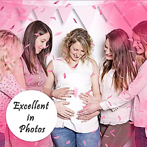 Gender Reveal Pink Confetti Powder Cannon,YESHOW Confetti Poppers Biodegrable Smoke Bombs Baby Girl for Gender Reveal Party Supplies Decorations(4 Pack)