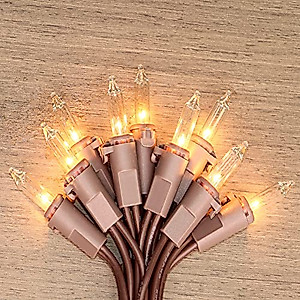 JinBest Brown Wire Christmas Lights, Commercial 200 Clear Mini Light Set, Pack of 2 Sets 100 Lights, for Indoor Outdoor Party, Garden, Fences, Trees.