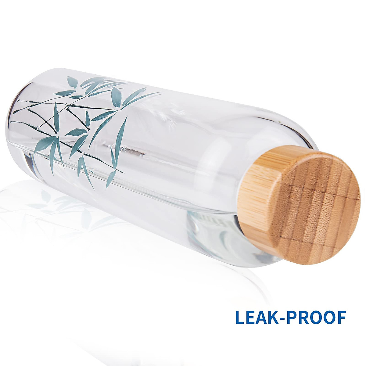 Cleesmil Borosilicate Glass Water Bottle 16 oz / 32 oz BPA Free Reusable Glass Drinking Bottle with Neoprene Sleeve and Bamboo Lid (32 oz, Bamboo)