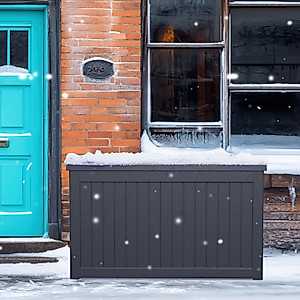 ROJIK Outdoor Storage Housing Deck Box-Waterproof Patio Furniture,Garden Tools,Cushions,Pool Accessories Storage Waterproof Resin Box with Capacity (230 Gal & Black)