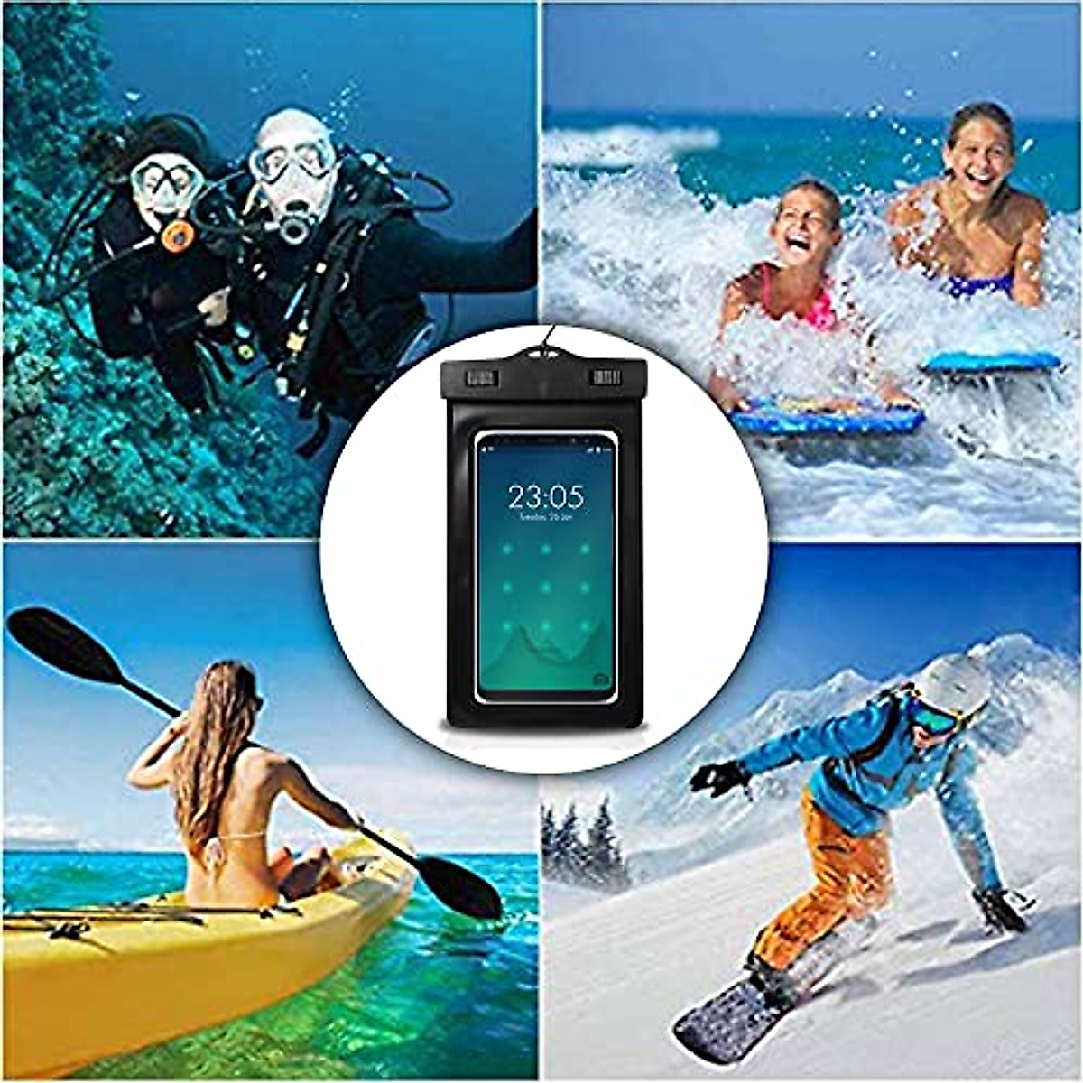 EcoGear FX Waterproof Phone Case - IPX8 Underwater Cell Phone Dry Bag Pouch for iPhone 13 12 Pro Max, 11, XS, XR, X, Galaxy Pixel, Snorkeling Cruise Ship Kayaking (2-Pack)