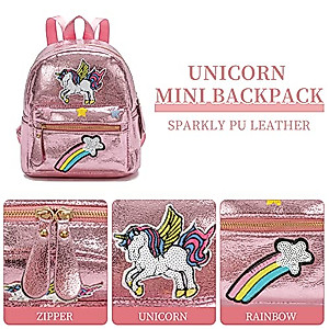 Qiuhome Unicorn Mini Backpack Girls Unicorn Bags Childrens (Pink)