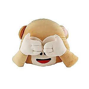 Overstock Monkey Pillow See No Evil Speak No Evil Hear No Evil Emoji Plush Tan Speak no Evil Polyester
