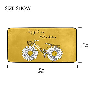 susiyo Kitchen Mat Sunflower Daisy Bicycle Kitchen Rug Mat Anti-Fatigue Comfort Floor Mat Non Slip Oil Stain Resistant Easy to Clean Kitchen Rug Bath Rug Carpet for Indoor Outdoor Doormat