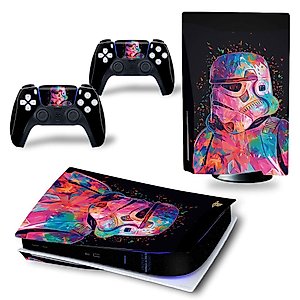 PS5 Console and DualSense Controller Skin Vinyl Sticker Decal Cover, Suitable for Playstation 5 Console and Controller, Durable, Scratch-Resistant, Disk Version (Imperial Stormt rooper[7146])