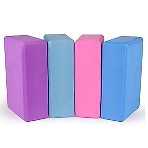 Yoga Blocks 9''x6''x3'', 4 Pack High Density Yoga Brick Foam Blocks to Improve Strength, Flexibility and Balance, Light Weight and Non-Slip Surface for Yoga, Pilates and Meditation
