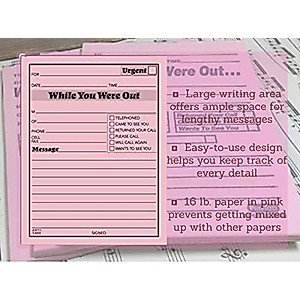1InTheOffice Message pad While You Were Out Pads, 4.25 x 5.5 Inches, Pink, 50 Sheets/Pad, 12 Pads/Pack, pack of 2