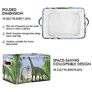 ALAZA Forest Tree Dinosaur Animal Foldable Storage Box Storage Basket Organizer Bins with Handles for Shelf Closet Living Room Bedroom Home Office 1 Pack