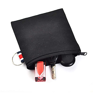 Aspire 12-Pack Canvas Coin Purses, Square DIY Small Zipper Pouches, 4-1/4 x 4-1/4 Inch (Black)