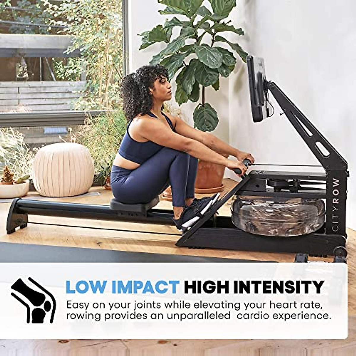 CITYROW Max Rower - Portable Rowing Machine for Home - Gym Quality Exercise Equipment - Low Impact, High Intensity Row Machine for All Fitness Levels - Large HD Touchscreen with Bluetooth Connectivity
