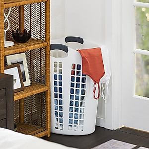 Gracious Living Easy Carry Flex Hamper, Large 87.5 Liter Lightweight Plastic Ventilated Laundry Basket Clothes Bin with Handles, White 3 Pack