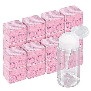 1080 PCS Pink Lint Free Nail Wipes, Eyelash Extension Wipes, Super Absorbent Soft Non-Woven with a Pump Dispenser Bottle Disposable Nail Polish Remover for Polish Clean Acrylic Nails Remover