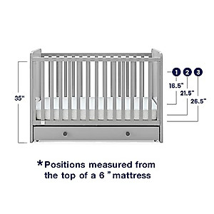 babyGap by Delta Children Graham 4-in-1 Convertible Crib with Storage Drawer TrueSleep Crib and Toddler Mattress (Bundle), Grey/Dark Grey