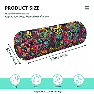 Vnurnrn Cat Skull Neck Support Pillow Round Neck Roll Bolster Cylinder Pillow Cervical Pillows Shoulder Pillow for Leg Knee Back Head Support for Gifts Camp Study Work