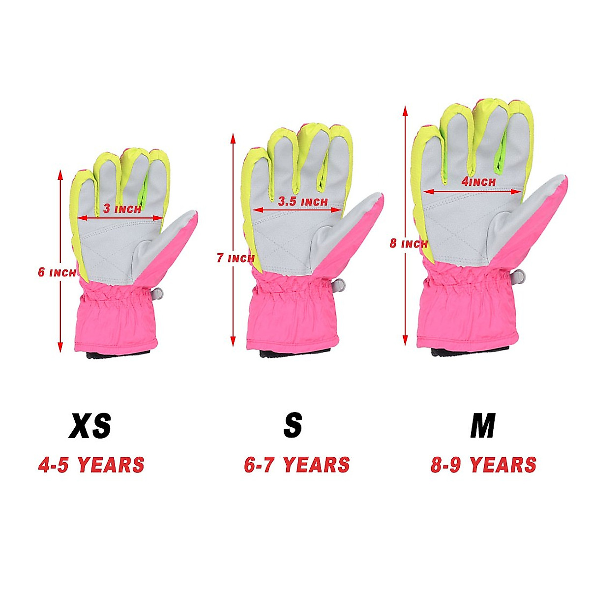 AMYIPO Kids Winter Snow Ski Gloves Children Snowboard Gloves for Boys Girls (Pink-3, 6-7 Years)