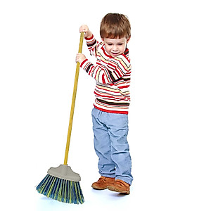 Children's Brooms 27" Long for Kids Sweeping Indoors Outdoors Leaves Wooden Handle (Set of 2)