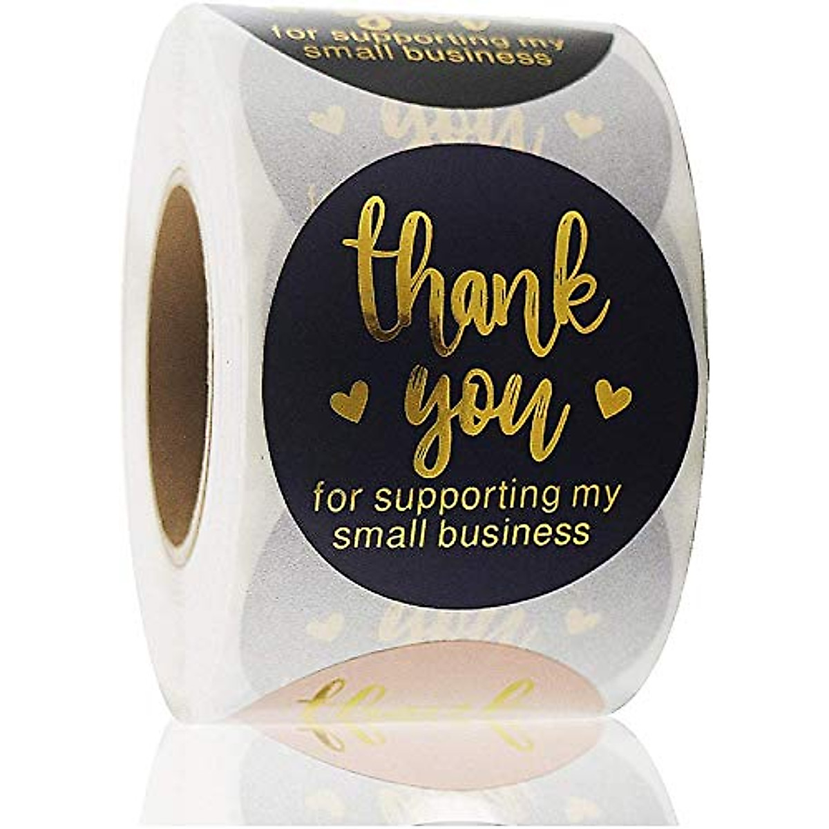 Thank You Stickers, 1.5" Multiple Color Golden Font Design Thank You Stickers, 500 Labels Each Roll